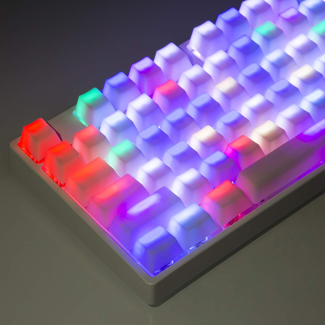 Petforu POM Jelly Keycaps 109-Key Doubleshot Translucent OEM Profile for 61/87/104/108 Keys PC Gaming Mechanical Keyboards - White (Top Printed)