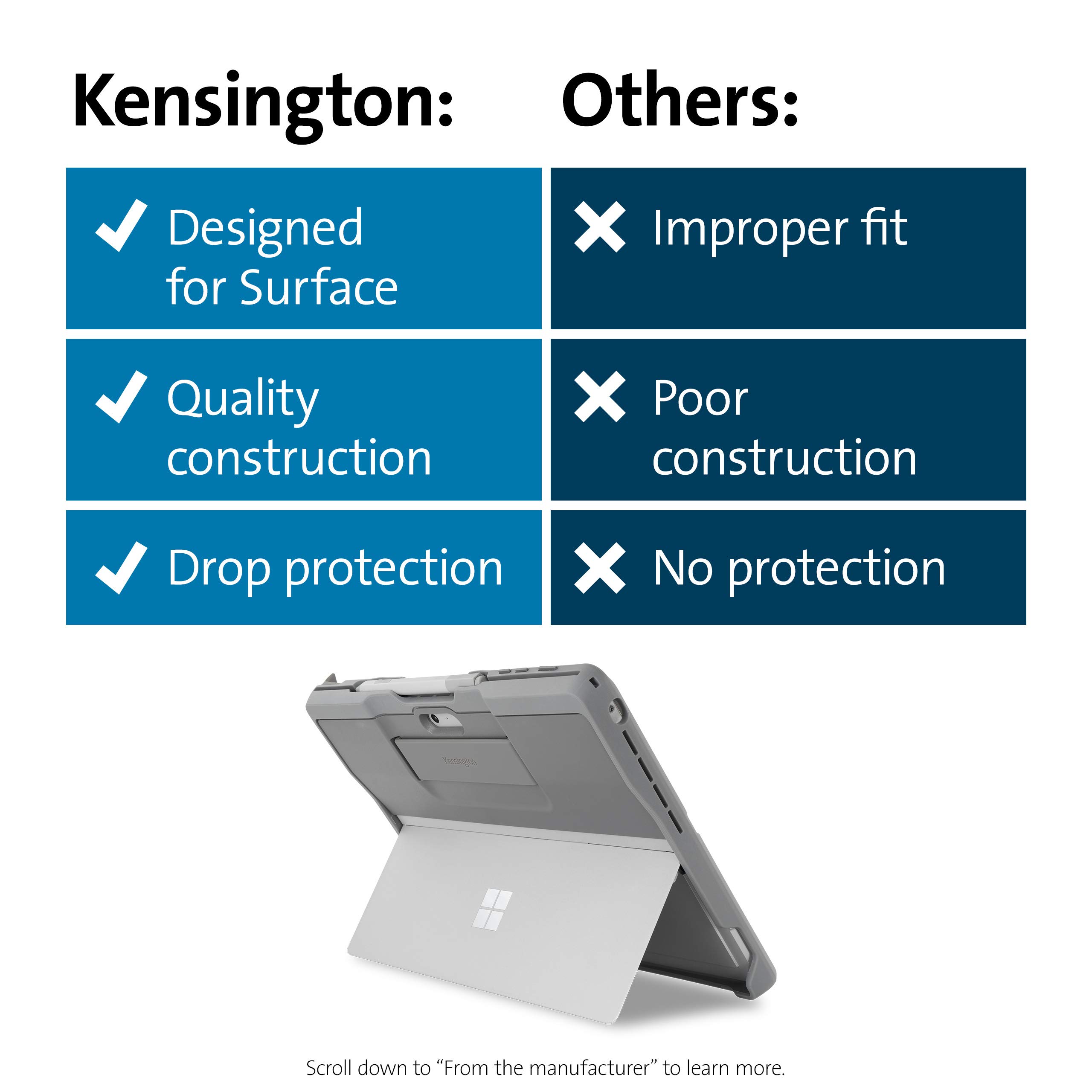 Kensington Blackbelt 2nd Degree Rugged Case for Surface Pro 7, 7+, 6, 5, & 4 - Silver (K97802WW)