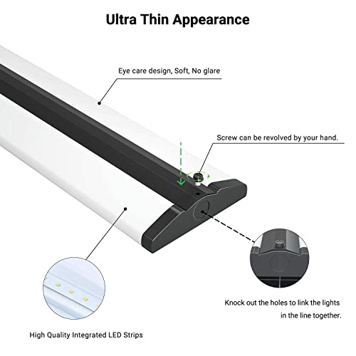 TychoLite 110W 8 Foot Led Light Fixture Ultra Slim 8FT LED Shop Lights for Garage, No Glare, 12600 Lumens, 5000K Daylight, 8 Foot Flush Mount Office Ceiling Wraparound Light for Workshop, 2 Pack