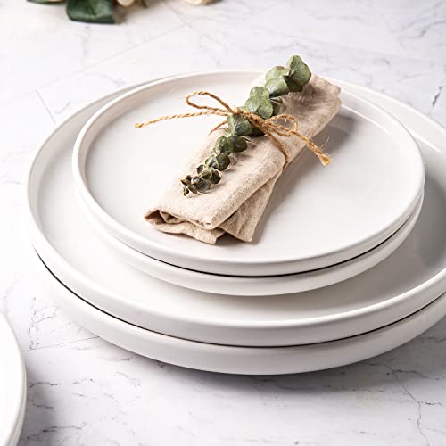 AmorArc Ceramic Dinner Plates Set of 6,10.5 inch Large Stoneware plates for Kitchen,Dinnerware Dishes set- Microwave,Dishwasher Safe,Scratch Resistant-White