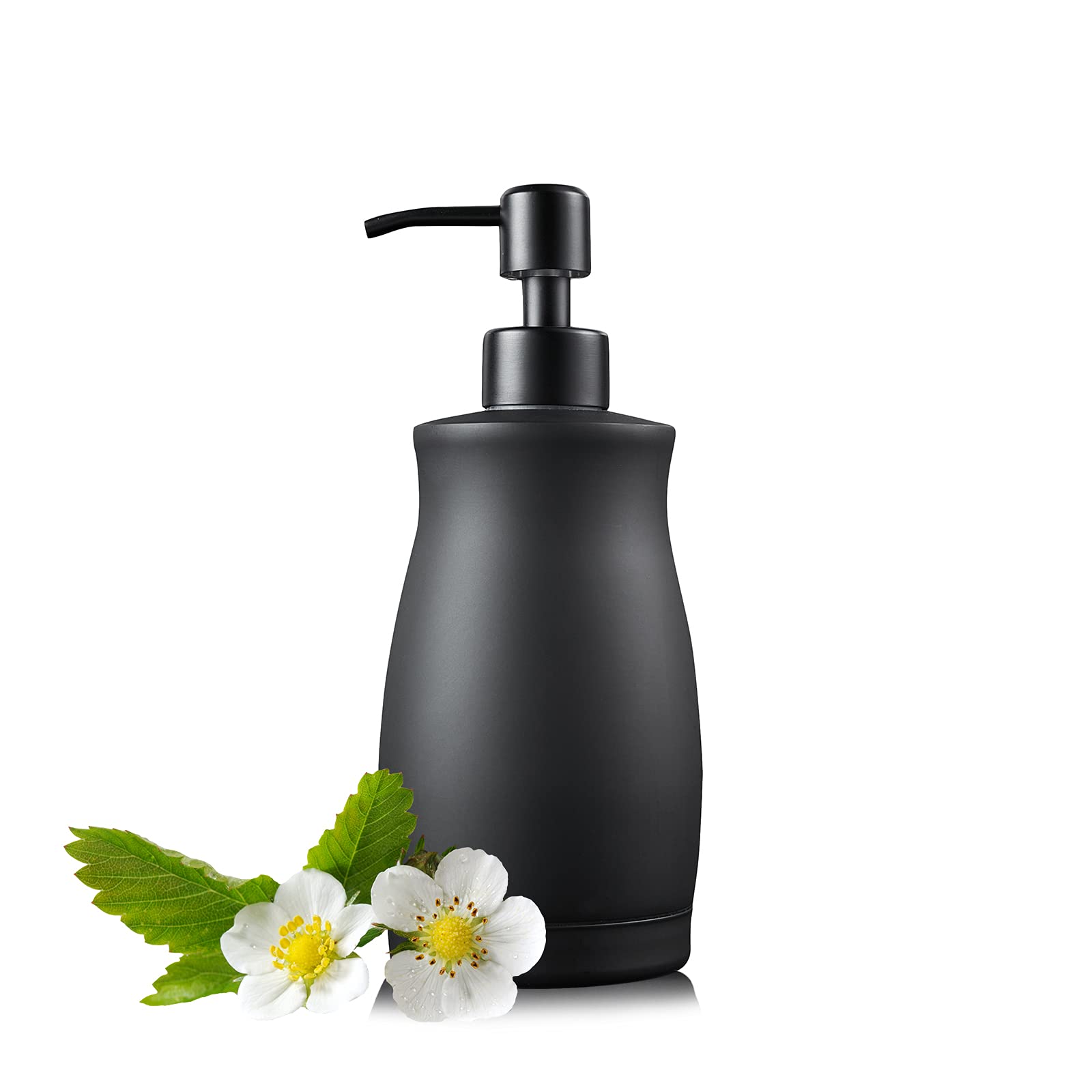 304 Stainless Steel Countertop Black Soap Dispenser Rust Resistant Leak-Proof Liquid Hand Sanitizer Pump with Hopper,for Kitchen Sink, Countertop, Bathroom (13.5oz/400ml)…