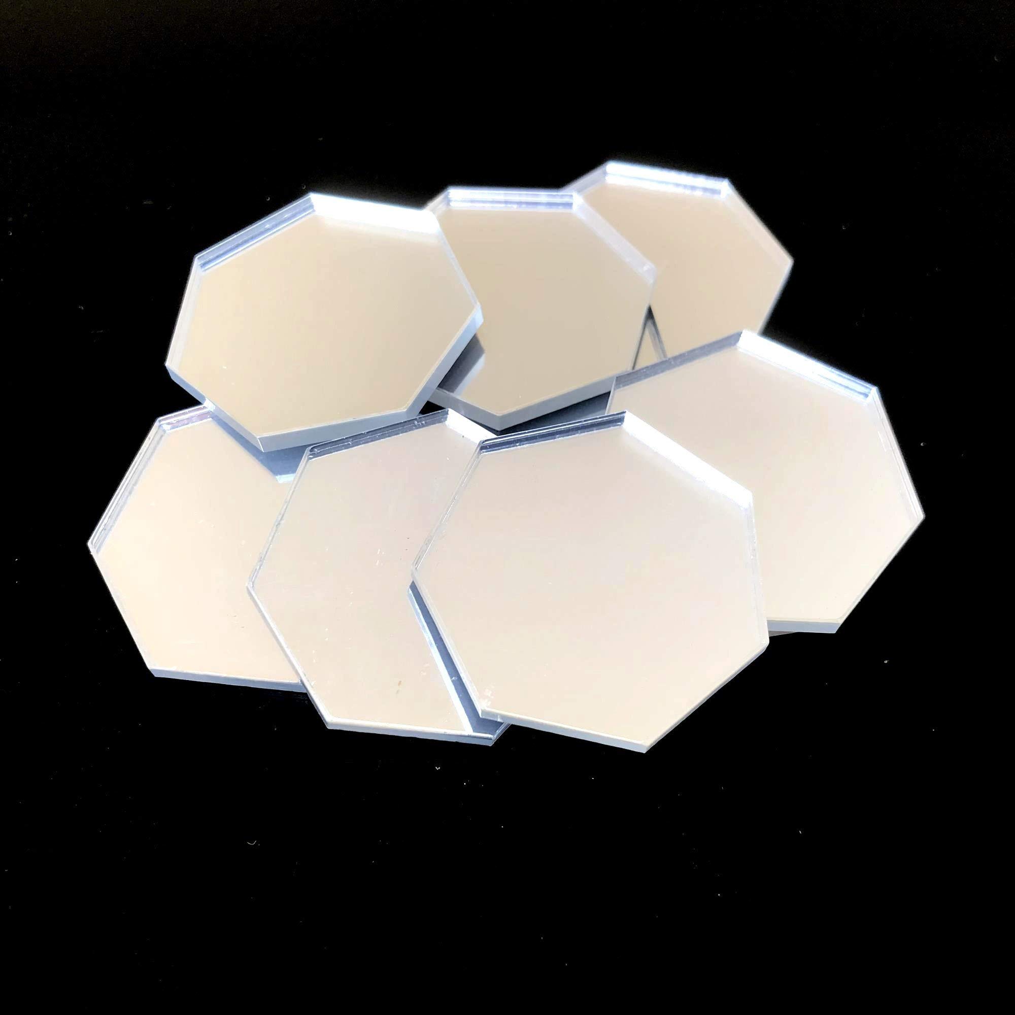 Super Cool Creations Heptagon Shaped Crafting Mirrors, Set of 10, Many Colours, Shatterproof Acrylic, Graphite, Pack of 10 x 4cm