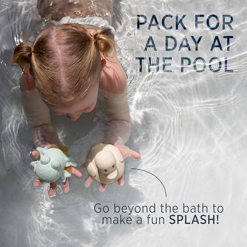 HEVEA Squeeze'n'Splash Rubber Duck & Frog Bath Toys Gift Set - Bath Toy for Babies and Toddlers - 100% Natural Rubber, Plant Based, Plastic-Free, BPA-Free