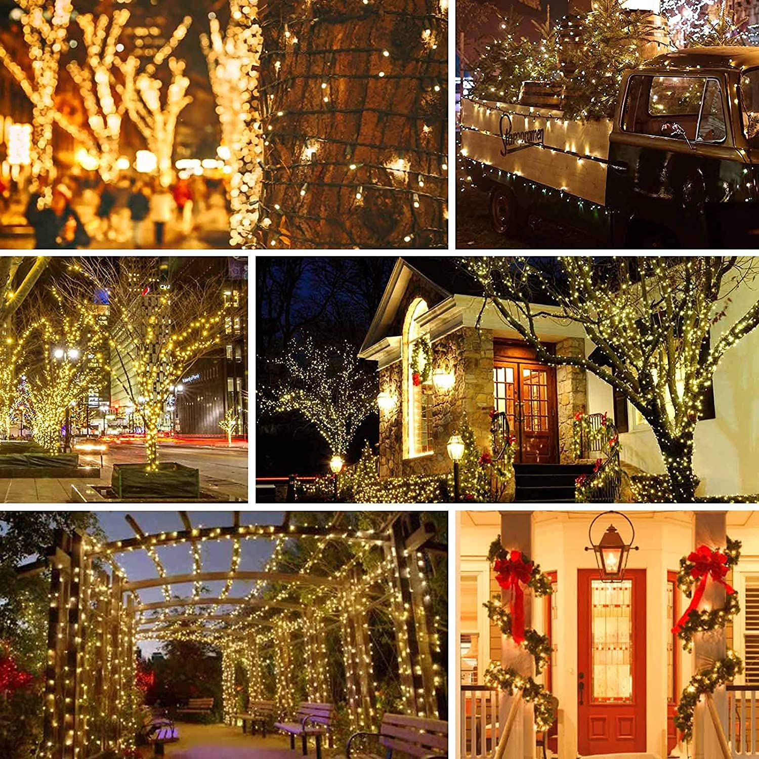 2-Pack Solar String Lights Outdoor, 200 LED Extra-Long 72FT Waterproof Solar Christmas Lights with 8 Lighting Modes, Solar Tree Lights for Xmas Party Wedding Garden Yard Home Decorations (Warm White)