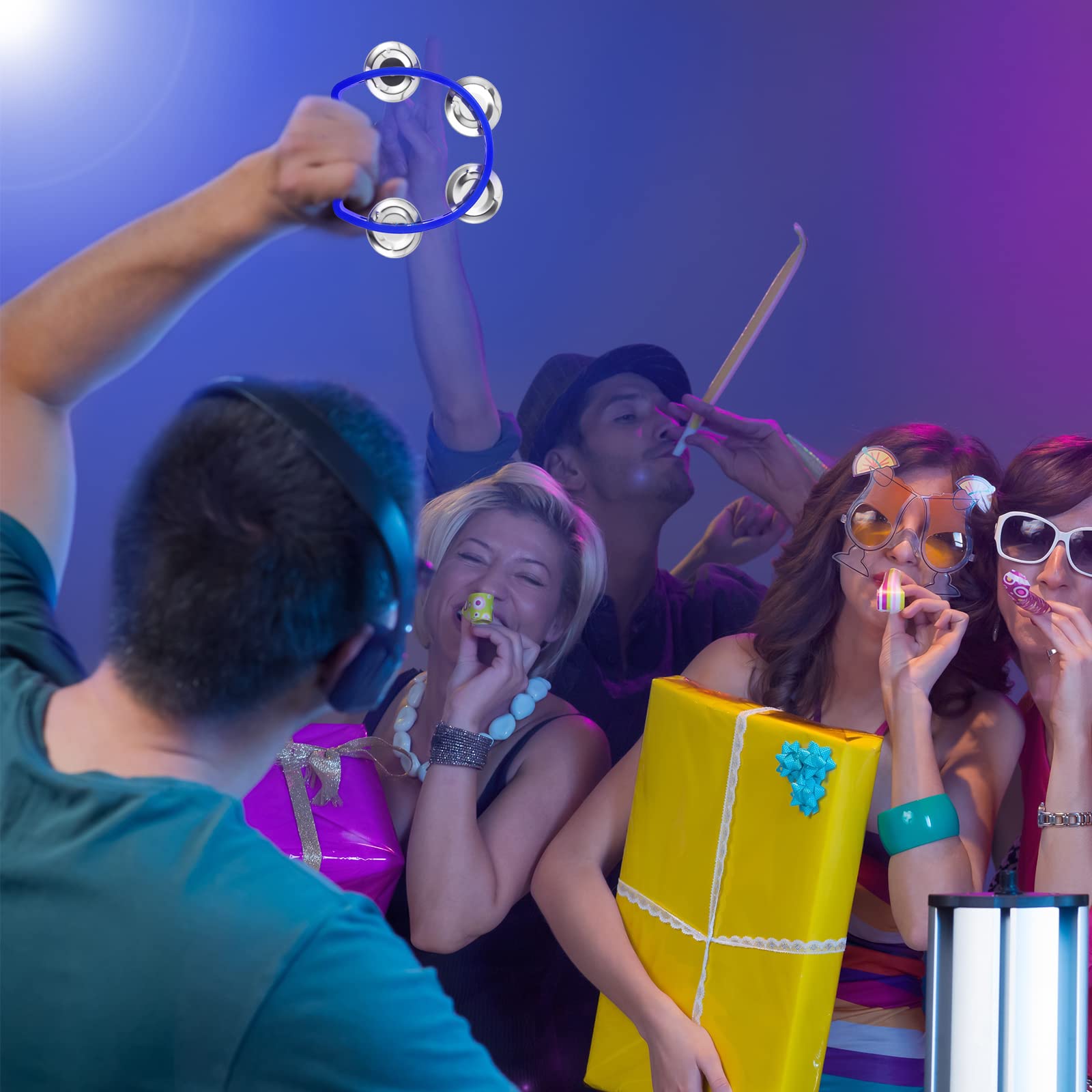 21 Pieces Plastic Percussion Tambourine for Adults Hand Tambourine Musical Instrument 4 Bells on ABS Tambourine Musical Rhythm Instrument Hand Held Percussion Drum for Party Performance Concert