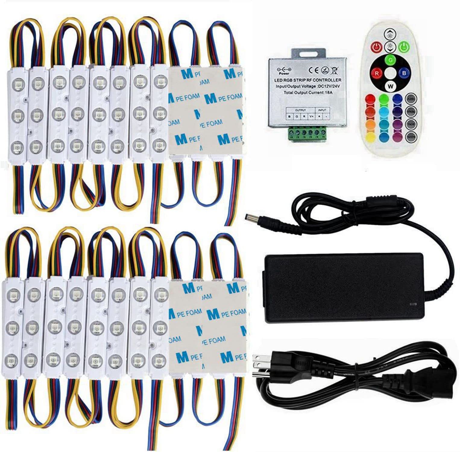 20FT Waterproof Colorful 5050 3 LED Light Module 12V RGB 120 LEDs With Remote Controller Power Plug for Outdoor Led StoreFront Signage Lighting