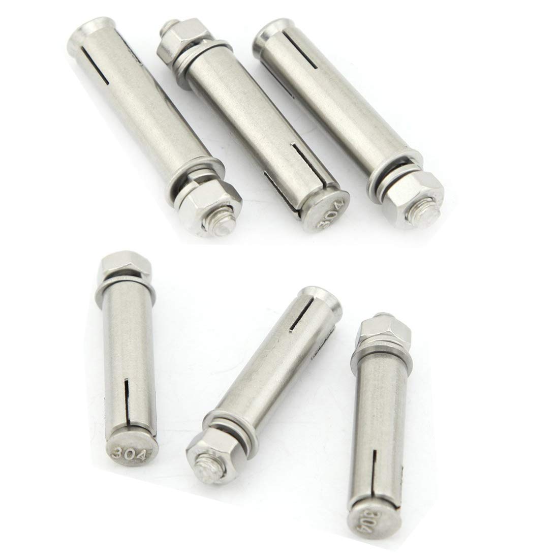 Hex Expansion Bolt Hex Head Nut Sleeve Expansion Screw 304 Stainless Steel External Furniture Bolts, Expanding Shield Anchor Screws Bolts Fastener M6x60mm 5 Pack