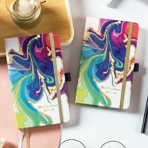 2024-2026 Pocket Calendar/Planner - Monthly Pocket Planner from Jan 2024 - Dec 2026(36 Months), 3.8" x 6.3", Monthly Planner 2024-2026 with Pen Holder, Inner Pocket, Elastic Closure and 60 Notes Pages