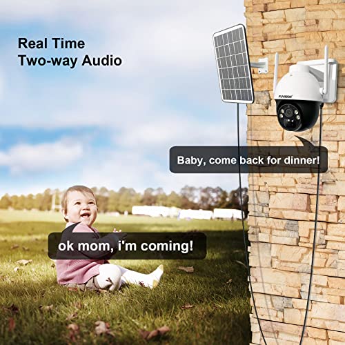 2K Ultra High Definition Security Cameras Wireless Outdoor,Pan Tilt 360°View Solar Battery Powered Rechargeable Wireless Spotlight Security System,Color Night Vision, Motion Detection, 2 Way Audio