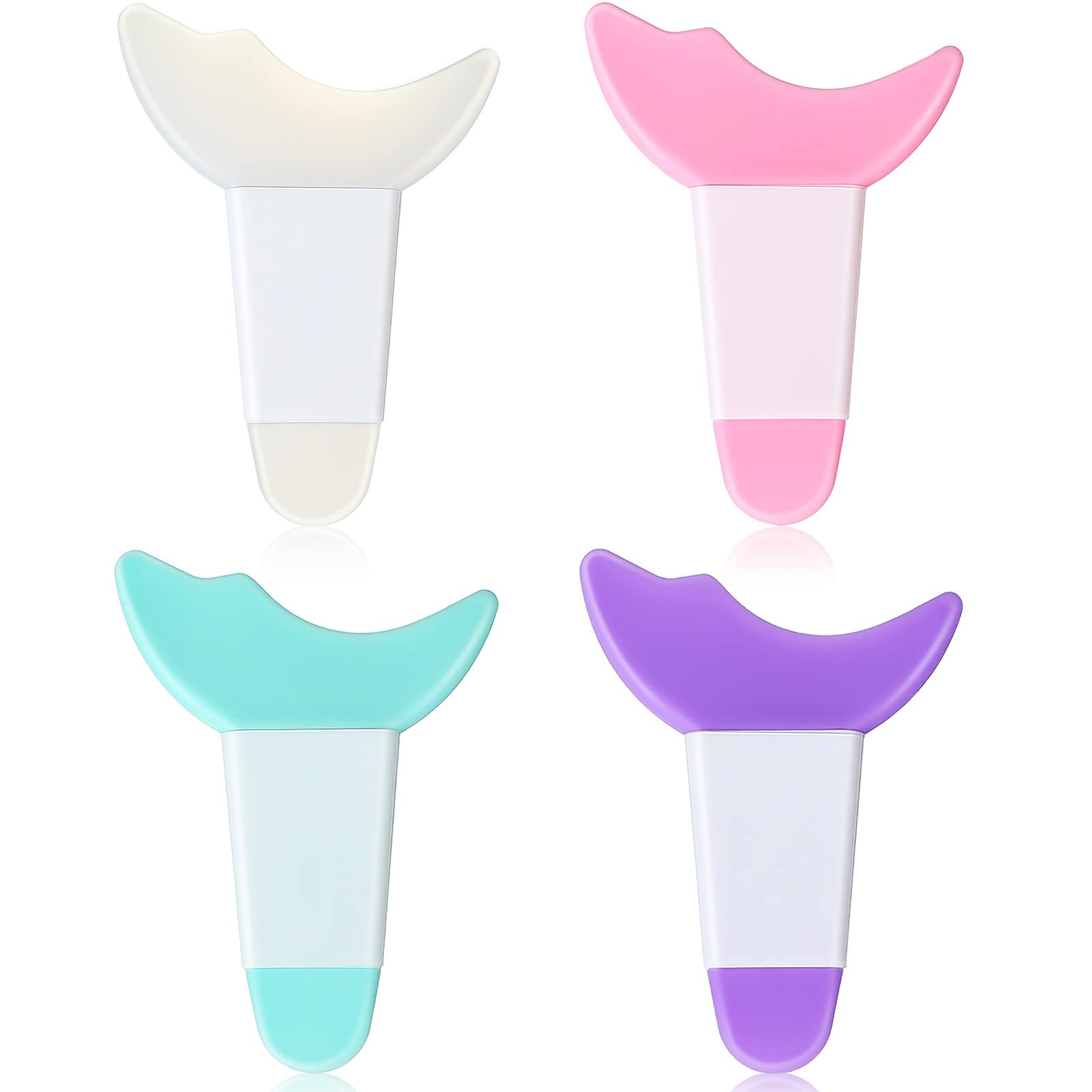 4 Pcs Mascara Eyelash Guard, Applicator Double Head Guard Tool Eyelash Eyeshadow Auxiliary Guard Tool Pads, Silicone Reusable Eyelash Guide Prevent Eyeliner Tool Mascara Guard (Cute Color)