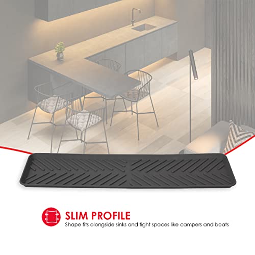 Home Basics Ridged Plastic Non-Skid Dish Drying Mat, Grey (1)