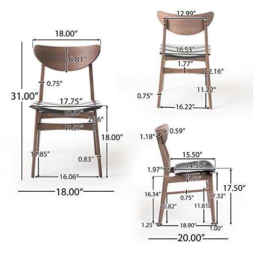 Christopher Knight Home Anise Leather / Walnut Dining Chairs, 2-Pcs Set, Dark Brown / Walnut Finish