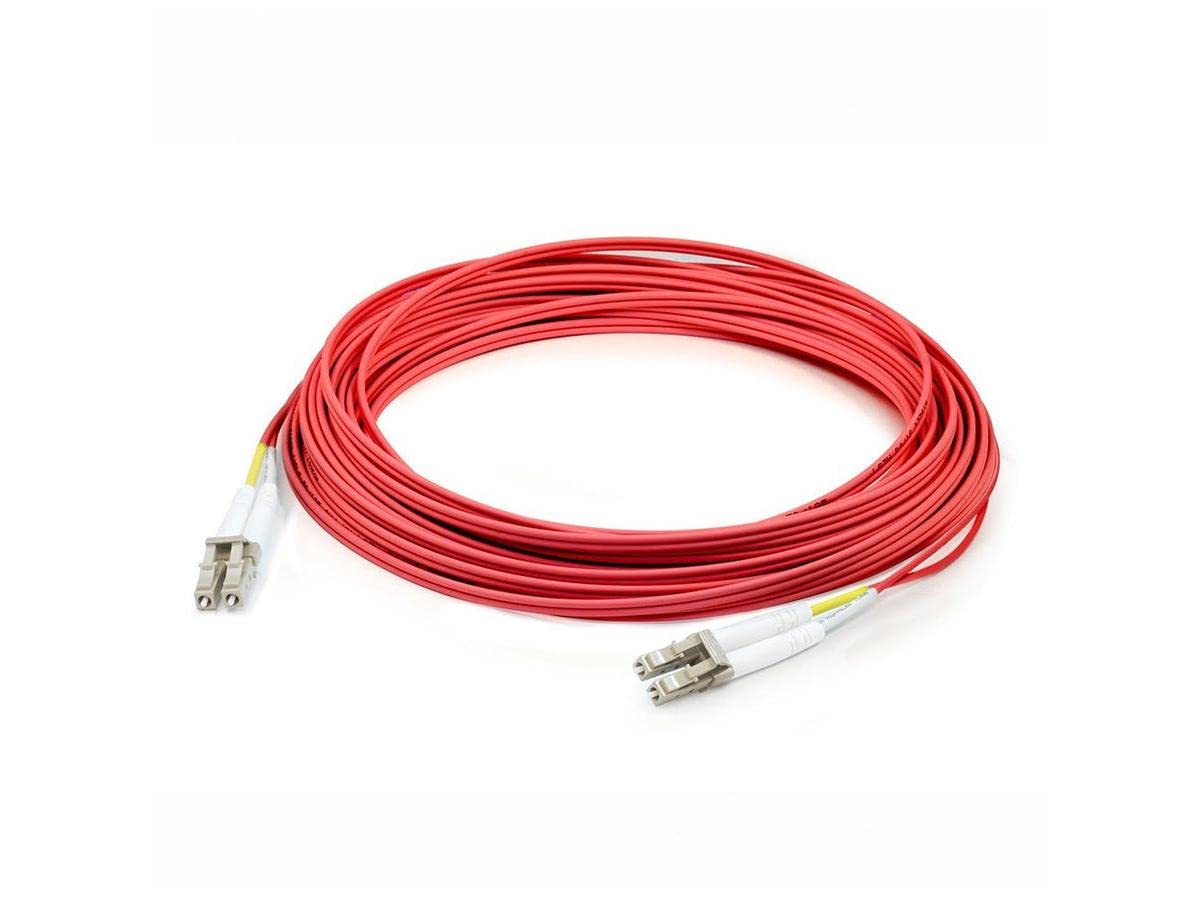 2m LC (Male) to LC (Male) Straight Red OM3 Duplex OFNR (Riser-Rated) Laser Optimized Multi-Mode Fiber (LOMM) TAA Compliant Patch Cable