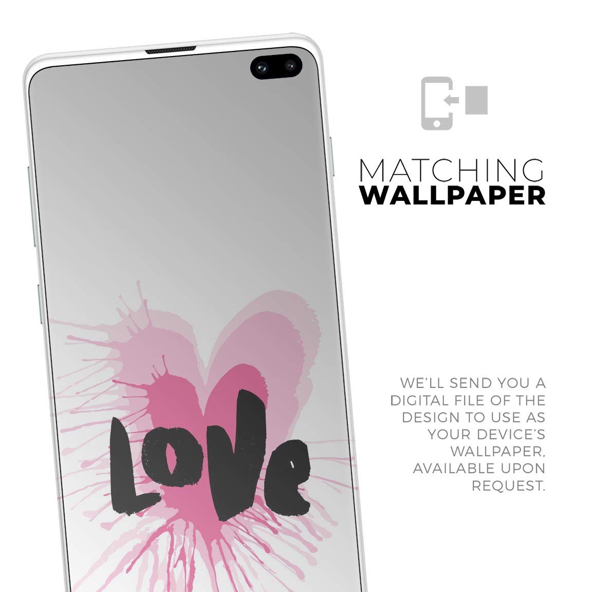 DesignSkinz Splattered Pink Love Protective Vinyl Decal Wrap Skin Cover Compatible with The Samsung Galaxy S20 (Screen Trim & Back Glass Skin)