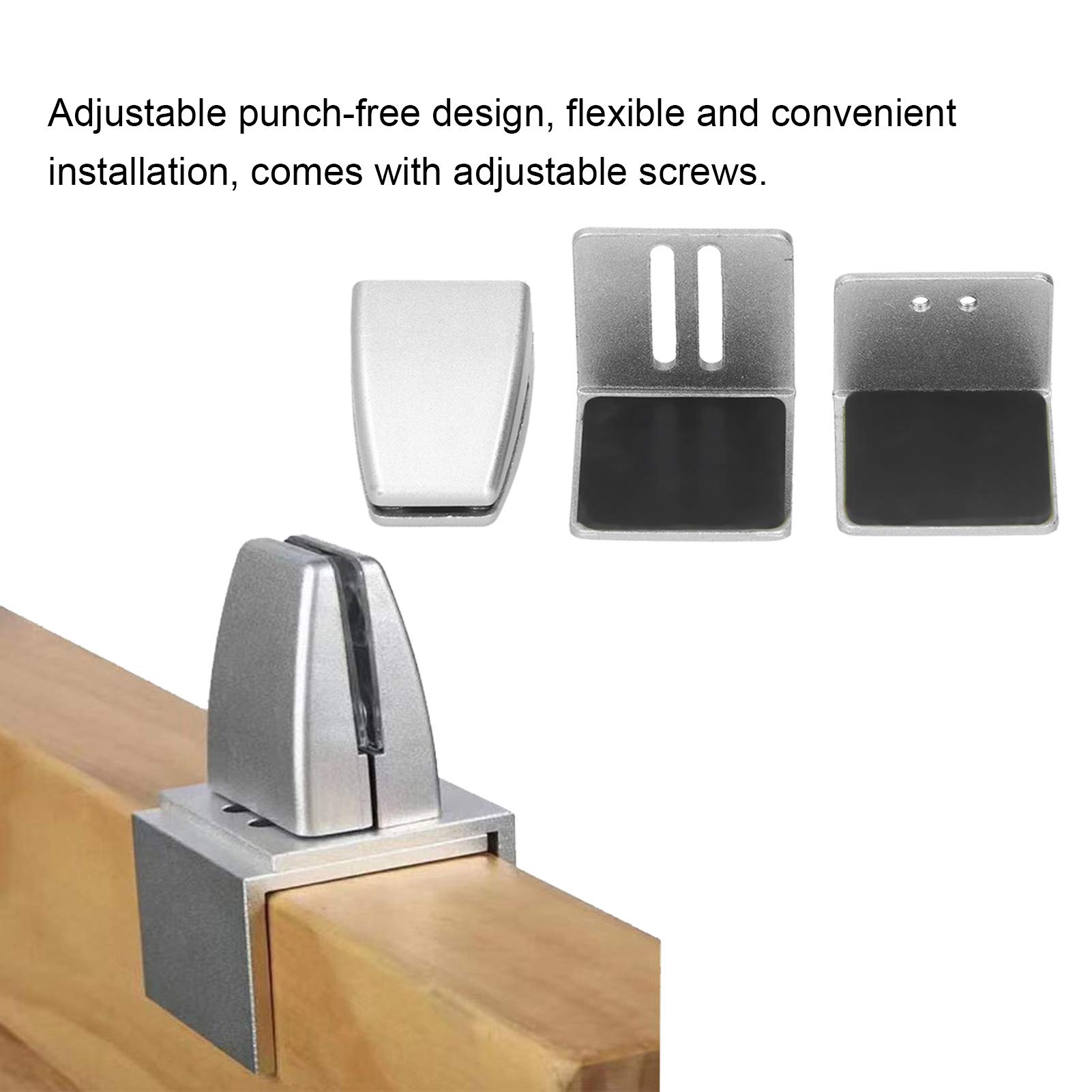 2-Pack Universal Privacy Panel Clamps - Mount Acrylic Sneeze Guard on Desks up to 20mm Thick - Sturdy Aluminum Clips for Office Dividers and Privacy Shields
