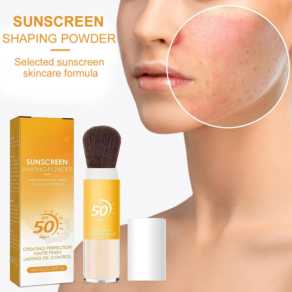 2023 New Translucent Mineral Sunscreen Setting Powder,Sunblock Setting Powder,SPF 50 - Natural Light Breathable Makeup Setting Powder, Long-Lasting Sunscreen Setting Powder (1PCS)