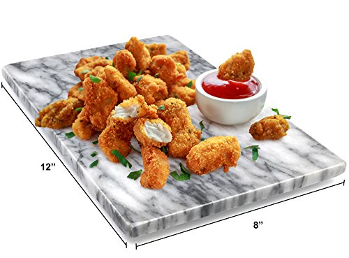 Greenco Marble Cutting Board, 8 x 12, White Marble | Meat Cutting Boards, Fruit&Cheese Board, Butcher Block | Over-the-Sink, Dishwasher Safe Chopping Board Kitchen Set | Large Kitchen Serving Tray