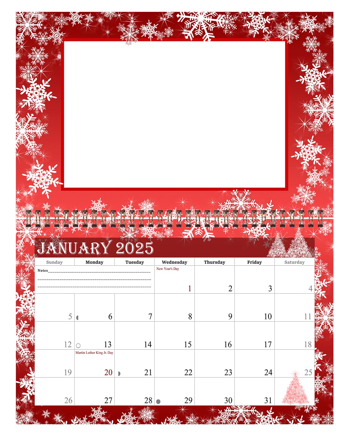 2025 Photo Frame Wall Spiral-bound Calendar (Add Your Own Photos) - 12 Months Desktop/Wall Calendar/Planner - (Edition #08)