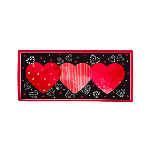 Evergreen Sassafras Valentine's Heart Interchangeable Entrance Doormat | Indoor and Outdoor | 22-inches x 10-inches | Non-Slip Backing | All-Season | Low Profile | Home Décor