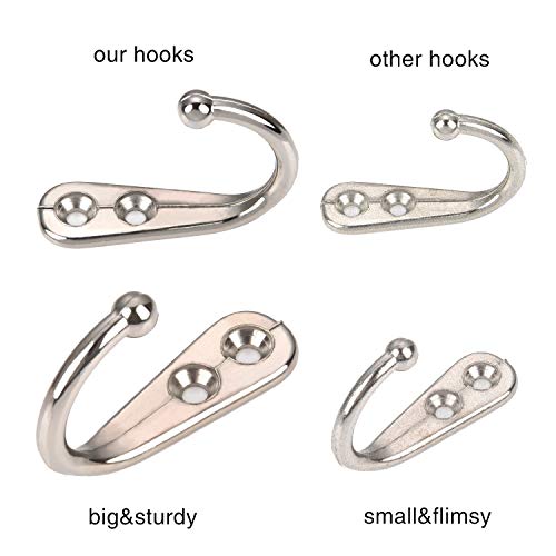 eBoot 20 Pieces Wall Mounted Hook Robe Hooks Single Coat Hanger and 50 Pieces Screws (Silver)