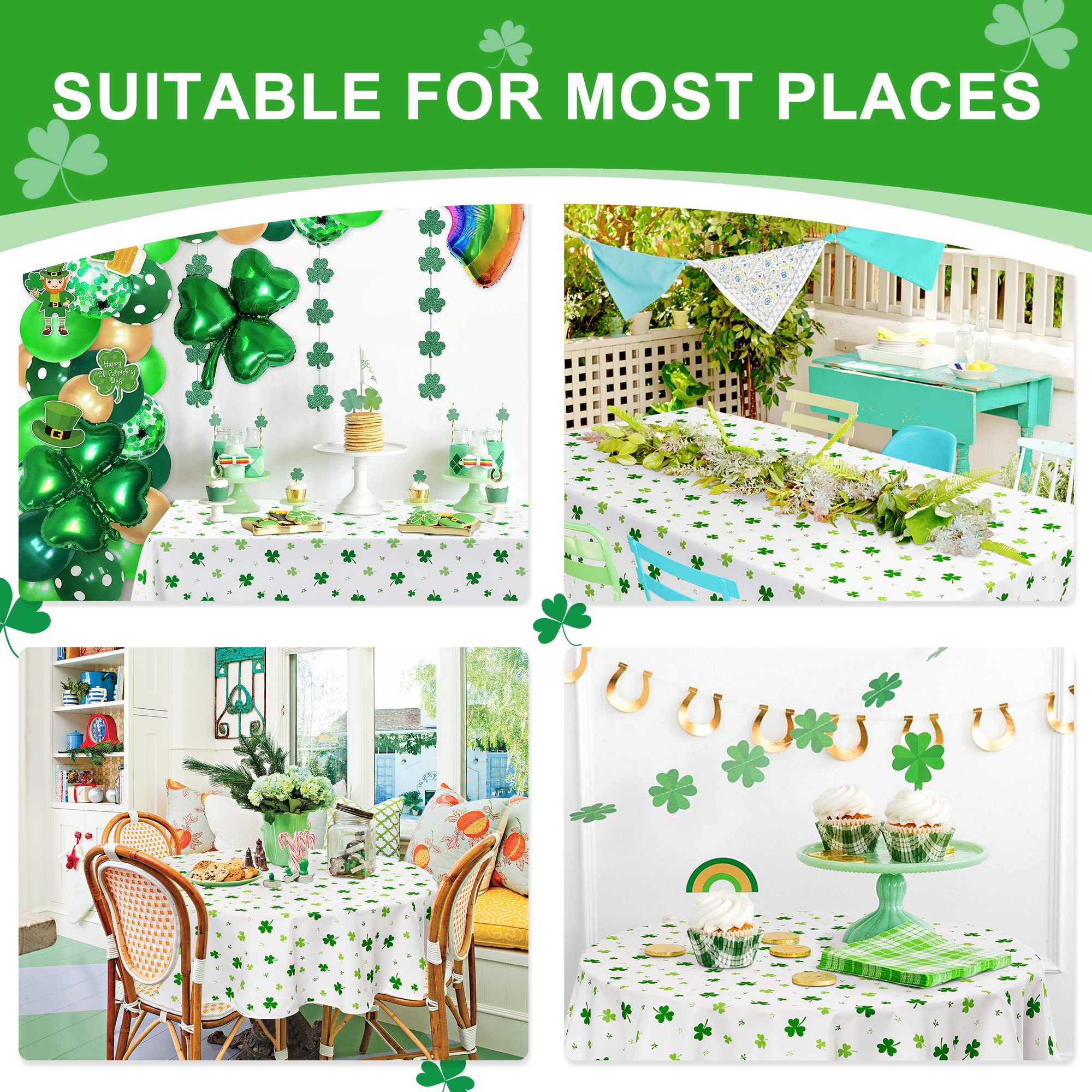 Hiasan Waterproof St Patricks Day Tablecloth Rectangle, 60 x 84 Inch - Washable Shamrock Fabric Table Cloth for Spring and Outdoor Use