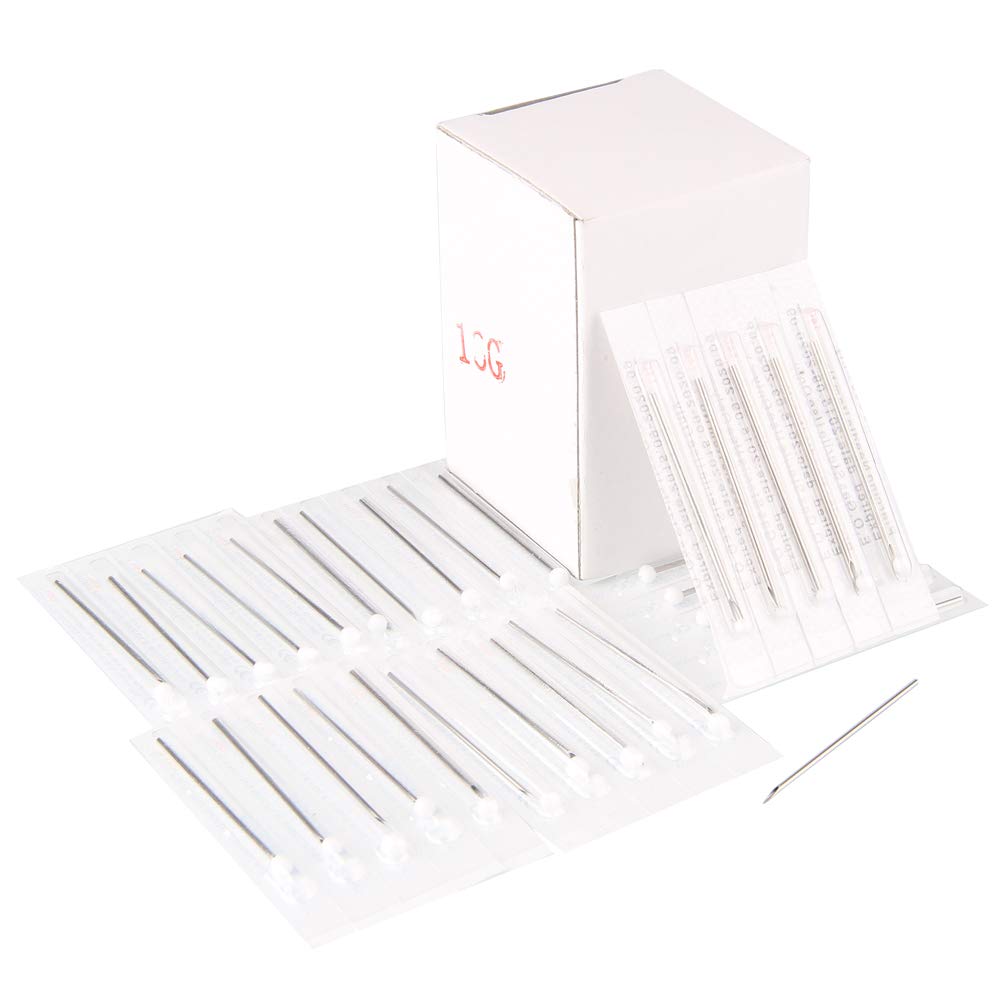 Chrontier 50PCS Body Piercing Needles 16G 1.2mm Gauge Sterilized Surgical Steel For Ear Nose Lip Navel Belly Tongue Nipple Eyebrow Labret Piercing Tool Supply