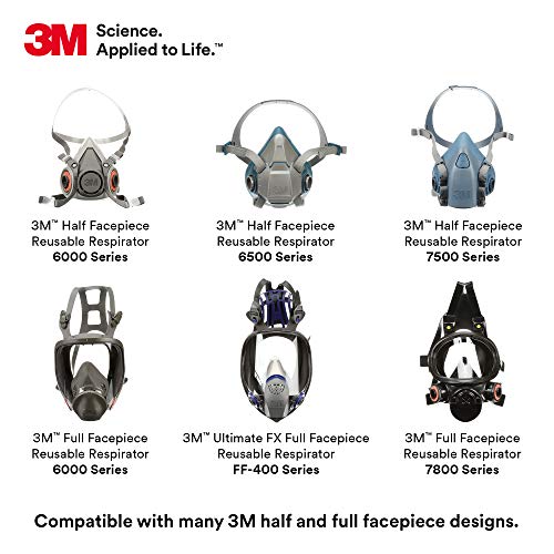 3M Respirator Cartridge 6002, 1 Pair, Helps Protect Against Acid Gases like Chlorine, Hydrogen Chloride, Sulfur Dioxide, Chlorine Dioxide, Hydrogen Sulfide , White