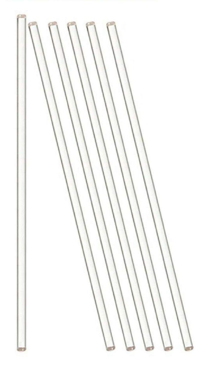 Pack of 6 Lab Glass Stirring Rod (250MM) / 9.84 Inches Length with Both Ends Round for Science, Lab, Kitchen, Science Education (6)