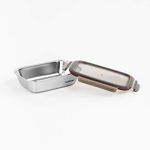 CUITISAN FLORA RECTANGLE AIRTIGHT CONTAINER NO.7 37.2oz, STAINLESS STEEL FOOD CONTAINER, WATERPROOF, MICROWAVE and DISHWASHER AVAILABLE