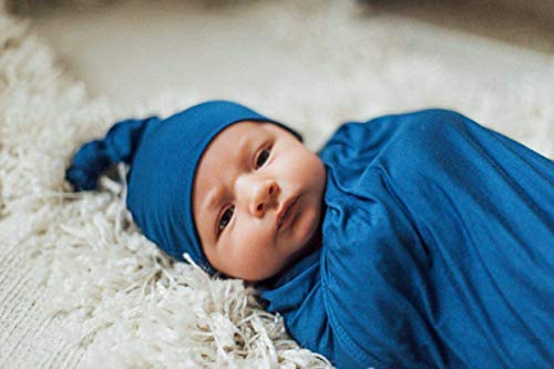 Swaddle Blanket & Hat Set | Receiving Baby Blanket | Soft & Cozy | 47" x 47" Size for Newborns, Infants, and Toddlers (Packaging May Vary) - (Indigo)