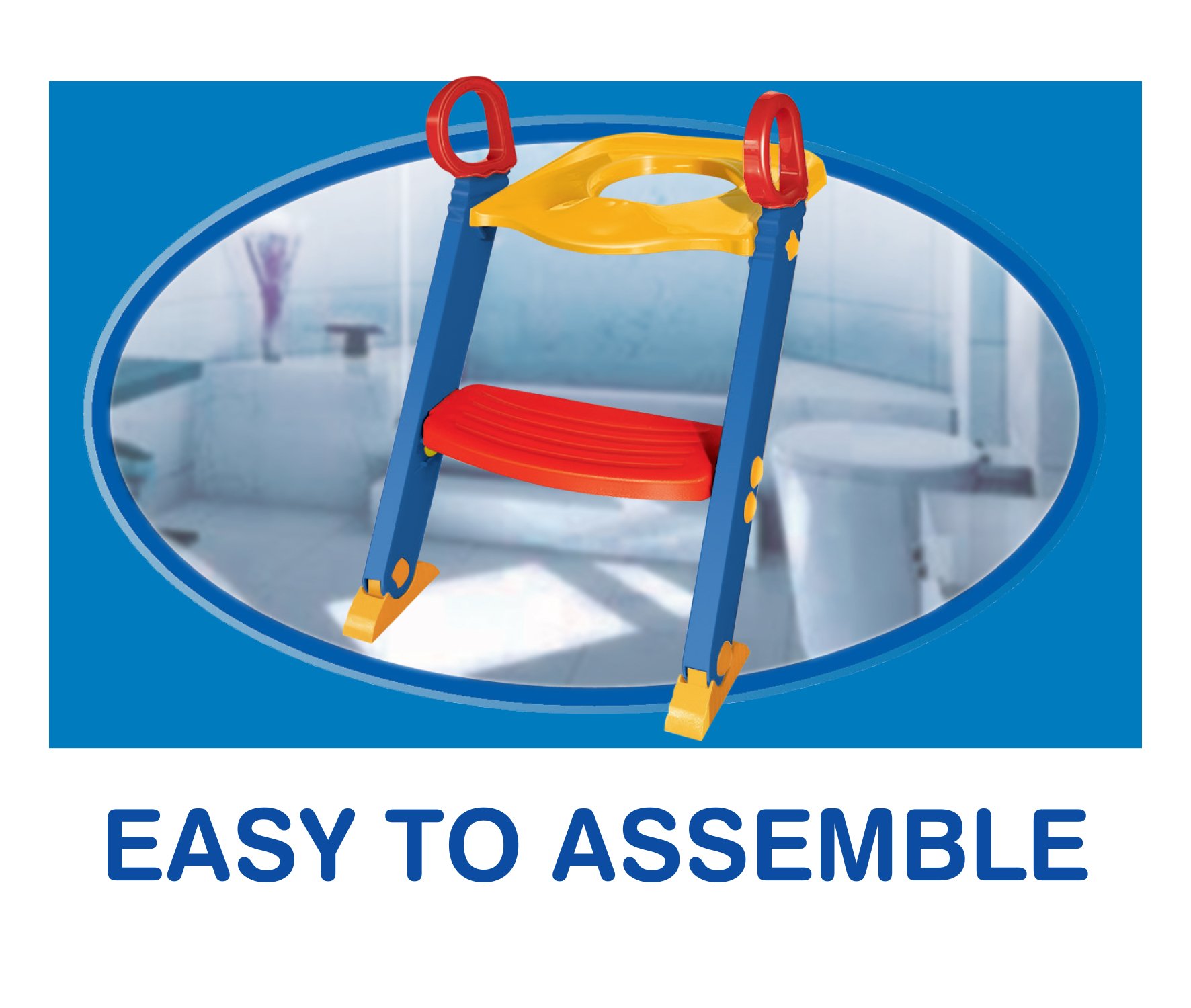 Chummie Joy 6 In 1 Portable Potty Training Ladder Step Up Seat For Boys And Girls With Anti-Skid Feet, Adjustable Steps, Comfortable Potty Seat And Handrail,Multi-Color