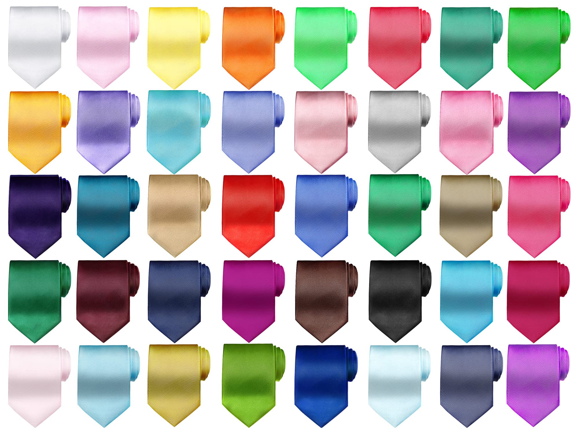 40 Pieces Men's Solid Ties Pure Color Ties Set Classic Men Formal Business Necktie Ties for Formal and Casual Occasions, Assorted Colors