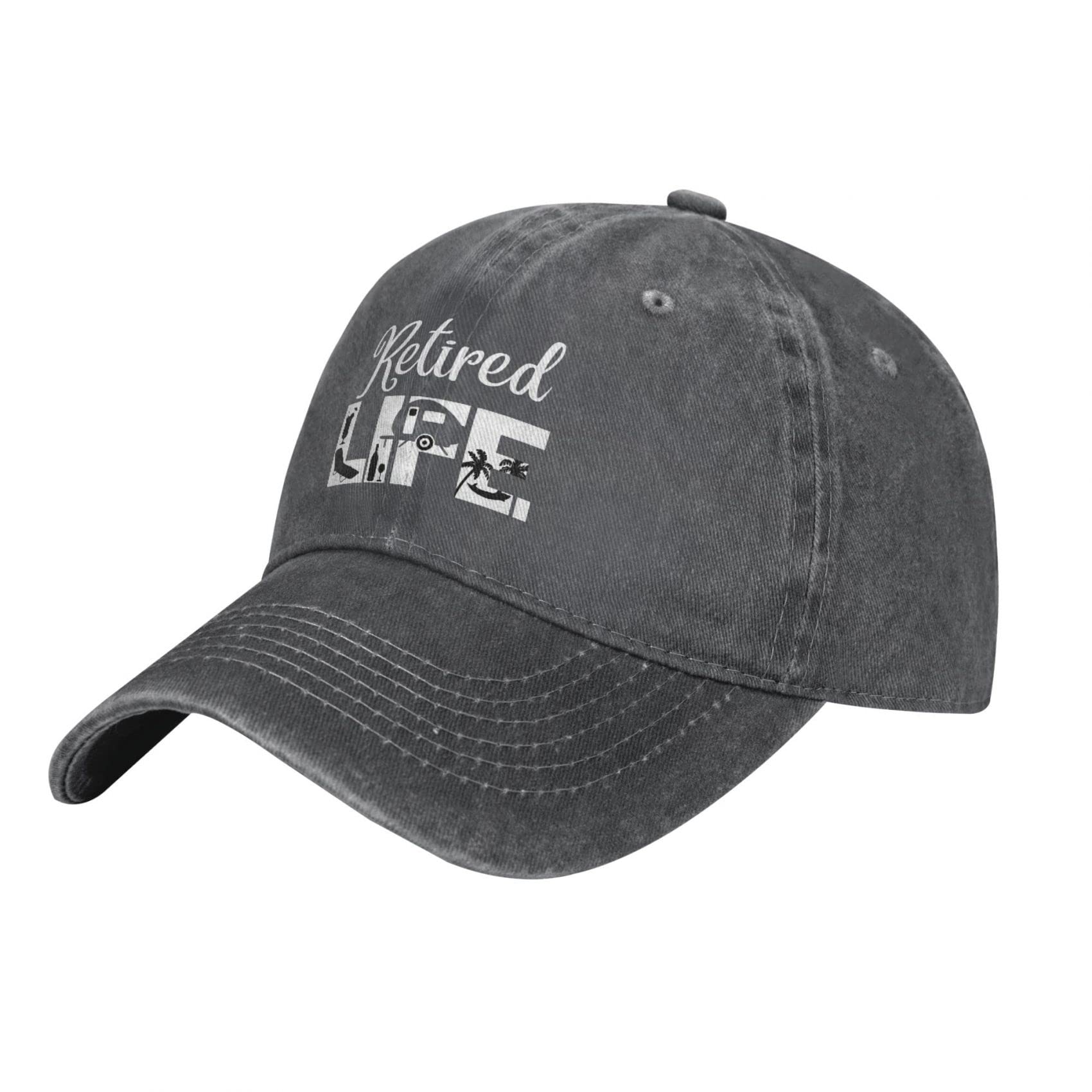 2023 Retirement Gift for Men Women, Retired Life Baseball Cap Vintage Distressed Denim Cotton Hat Grey