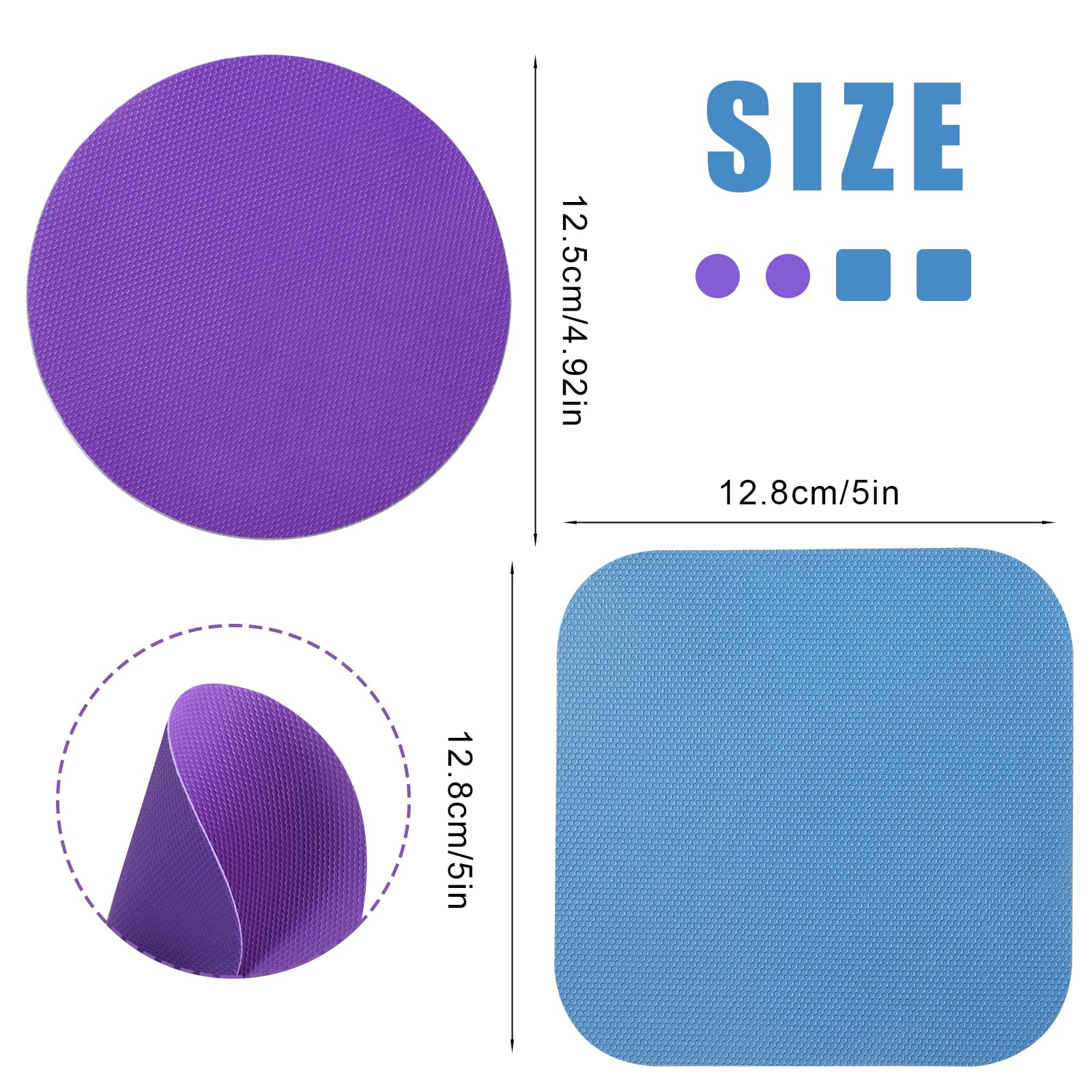4pcs Jar Opener Gripper Pads, Rubber Jar Grippers Multi-function Jar Opener for Seniors with Weak Hands Coasters (Blue, Purple)