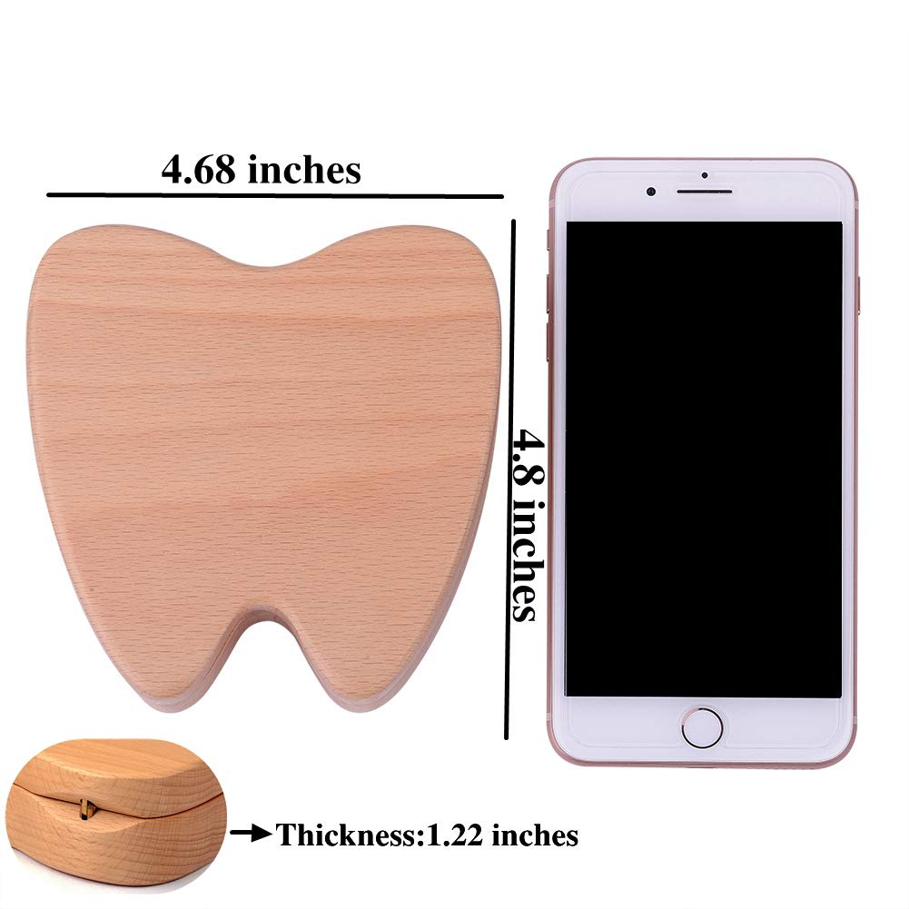Artinova Baby Teeth Keepsake Box Wooden Box Tooth Shaped Box for Boys Girls, ARTA-0060