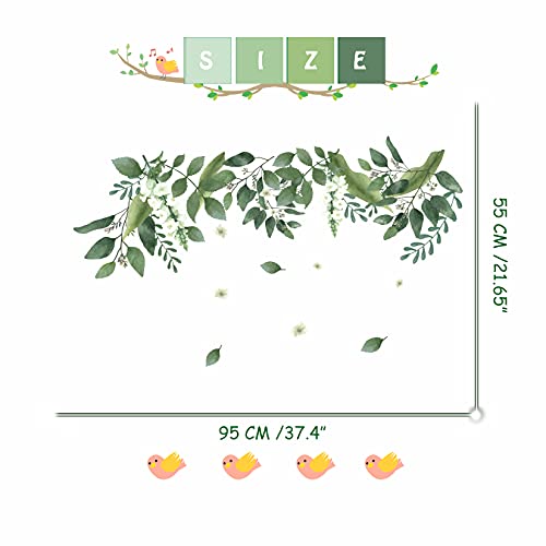 Hanging Green Vine Wall Decals, IVIOOO Eucalyptus Leaves Plants Wall Stickers for Kid Bedroom, Creative Removable Peel and Stick Wall Sticker Art Murals Living Room Sofa TV Background Wall Art Decor
