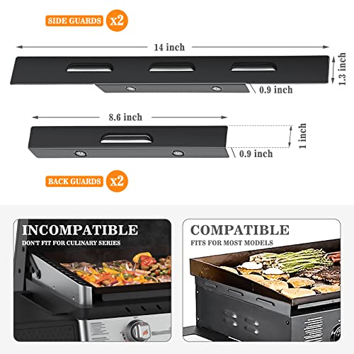 Grisun Wind Guards for Blackstone 22 inch Griddle, Powder Coated Steel Magnetic Wind Shields for Holding Heat, Grill Accessories for Blackstone, Compatiable with Side Shelf, Rear Grease Cup and Hood