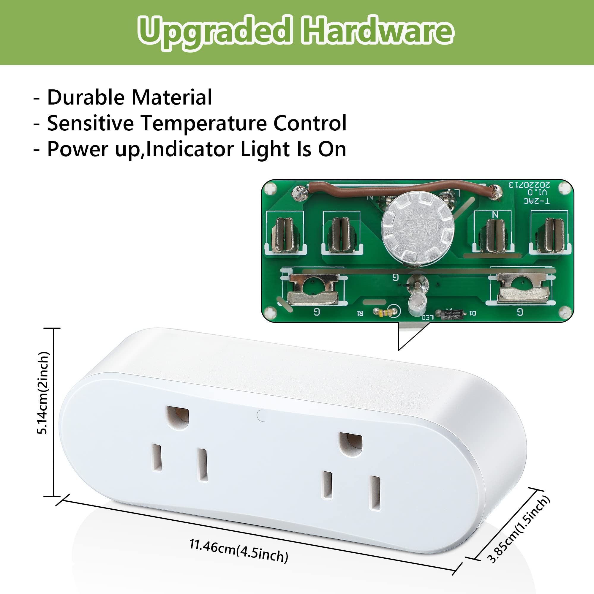 2 Pcs Thermostatically Controlled Outlet, Temperature Outlet Plug Auto Turn on below 32℉Turn Off above 50℉, Cold Weather Thermostat Cube Freeze Control for Winter