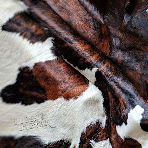 HIDES BAZAAR Brown Brindle Cowhide Rug, Premium Quality Natural Leather Hide, Area Rug (6x7ft)