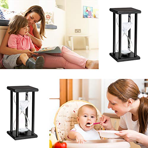 Hourglass Timer 30/60 Minutes Wood Sand Hourglass Clock for Creative Gifts Room Decor Office Kitchen Decor Birthday (30 min, White)
