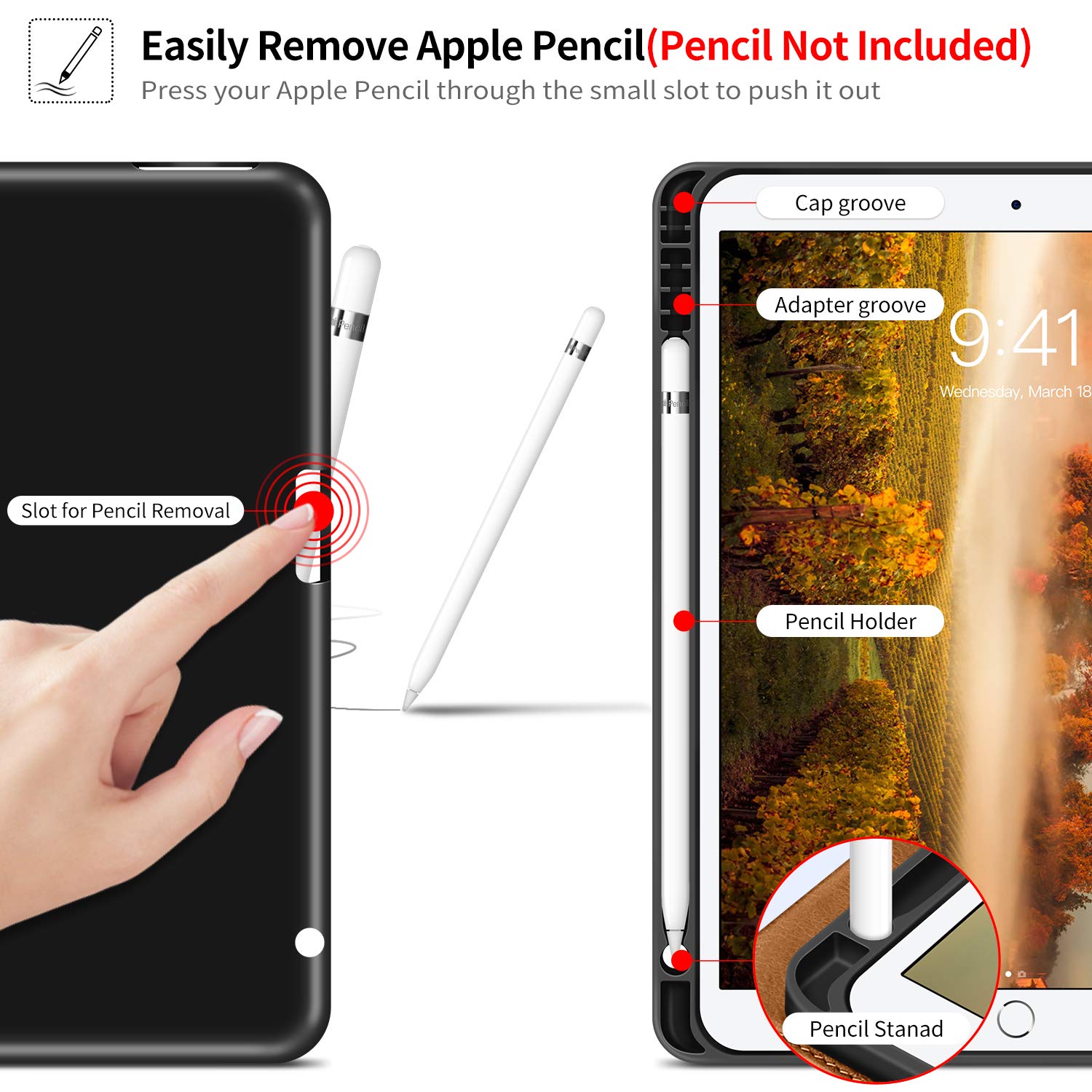 H HOLIMET Case for iPad 9th/8th/7th Generation 2021/2020/2019 10.2 Inch with Pencil Holder Soft TPU Back Smart Cover Auto Wake/Sleep