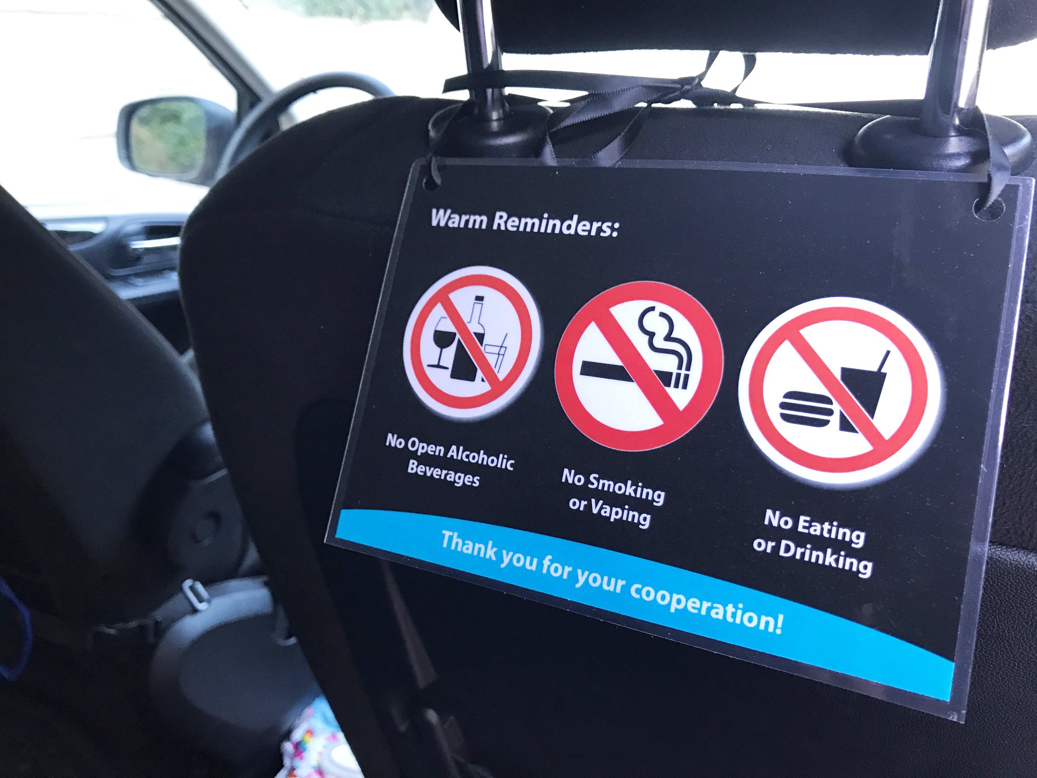 AS PRO (Set of 2) Headrest Rider Reminder Decal Sign Rideshare Car Display Cards