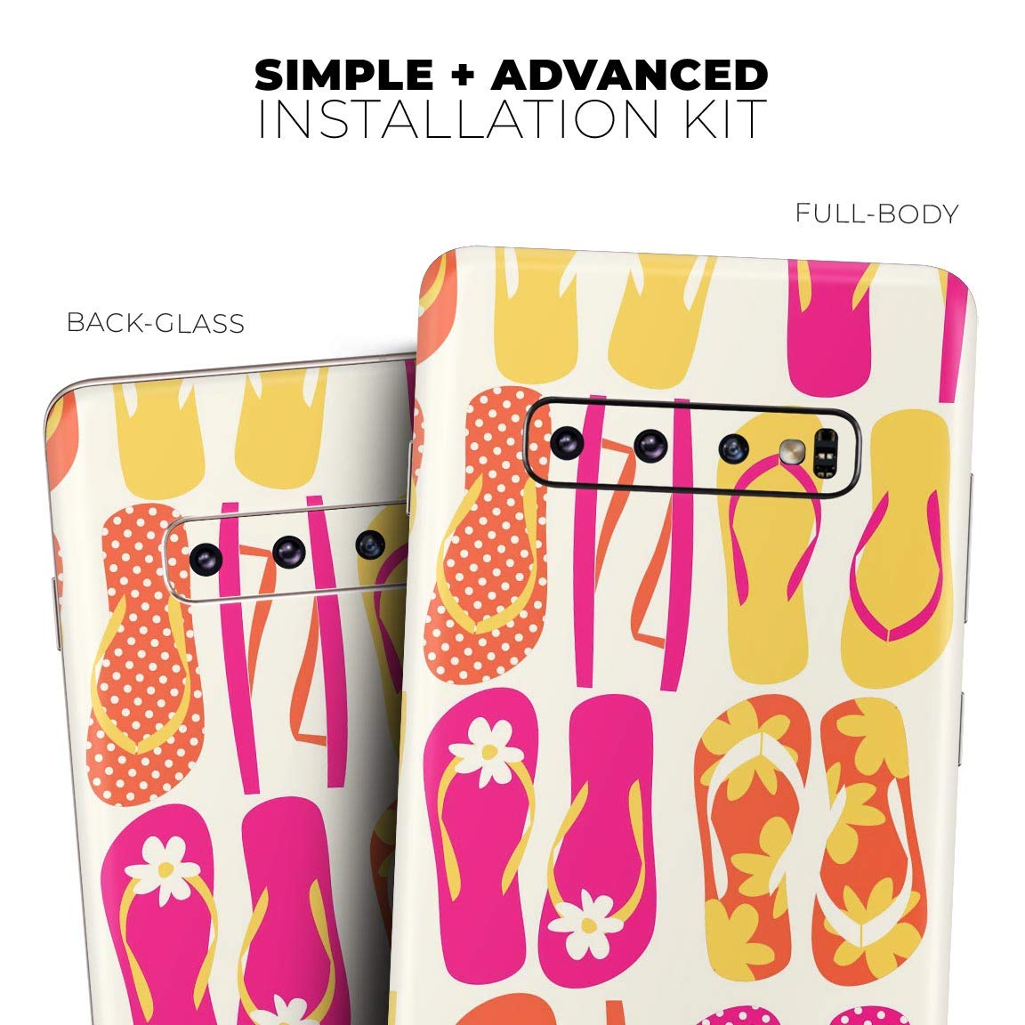DesignSkinz Vibrant Pink & Yellow Flip-Flop Vector Protective Vinyl Decal Wrap Skin Cover Compatible with The Samsung Galaxy S20 (Screen Trim & Back Glass Skin)