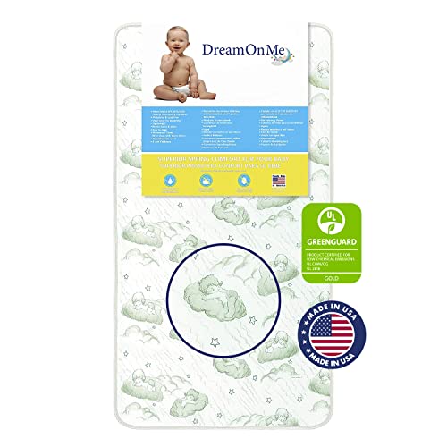 Dream On Me, Nirvana 6ā 96 Coil Inner Spring Crib And Toddler Mattress I Waterproof I Green Guard Gold Certified I 10 Years Manufacture Warranty I Vinyl Cover I Made In The U.S.A