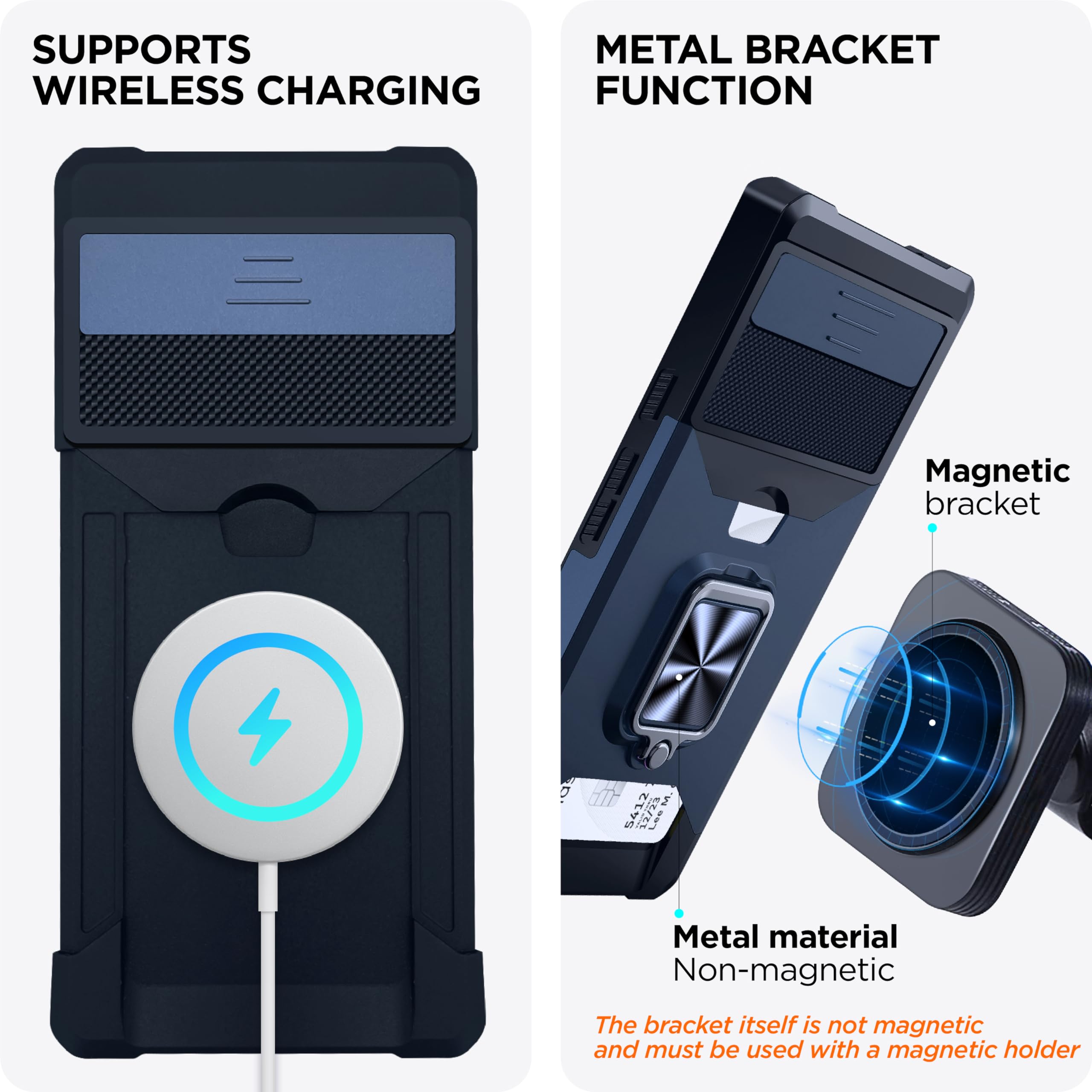 ππππ π‘ππͺ Google Pixel 8 Pro Case with Slide Camera Cover and Card Holder - Wireless Charging Compatible Pixel 8 Pro Wallet Case with Magnetic Kickstand (Blue)