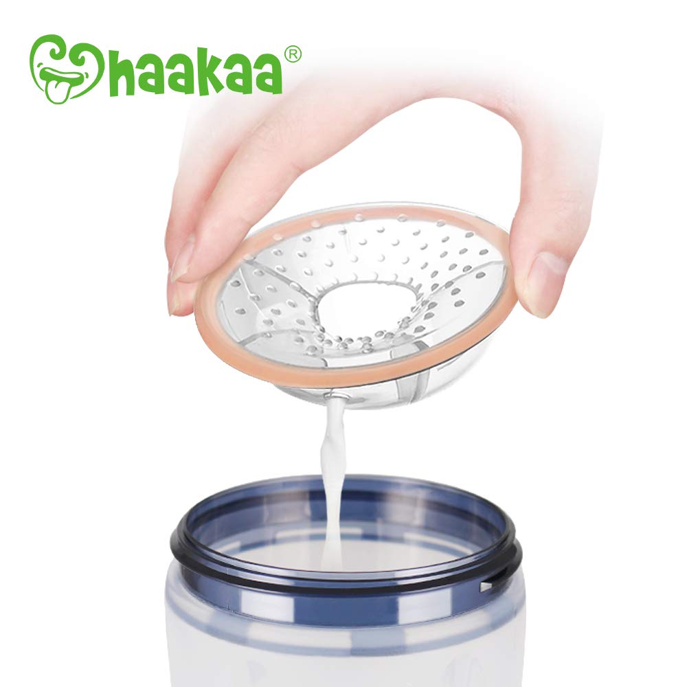 haakaa Manual Breast Pumps with Lid Collecter 100% Food Grade Silicone BPA PVC and Phthalate Free (4oz/100ml + lid + Collector)