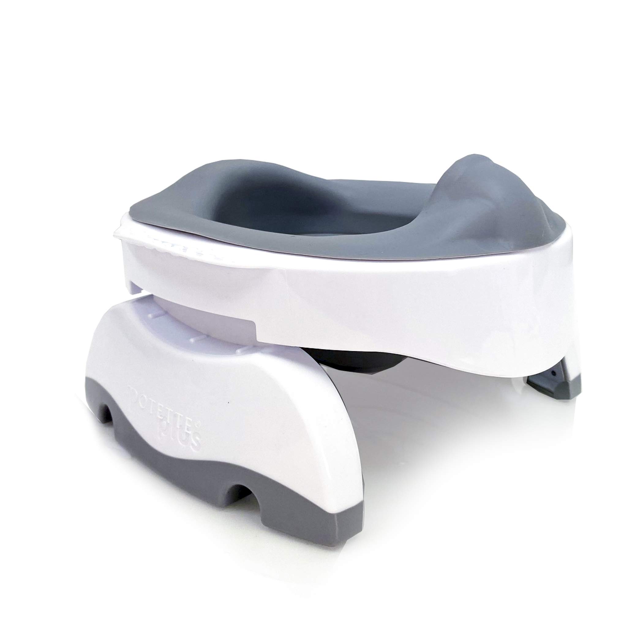 Potette Plus Premium Potty Value Pack: Kalencom 2in1 Potette Plus Premium Portable Potty and Premium Reusable Collapsible Liner for Home Use (White/Gray)