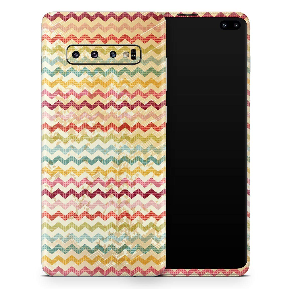 DesignSkinz Vintage Orange and Multi-Color Chevron Pattern V4 Protective Vinyl Decal Wrap Skin Cover Compatible with The Samsung Galaxy S20 (Screen Trim & Back Glass Skin)