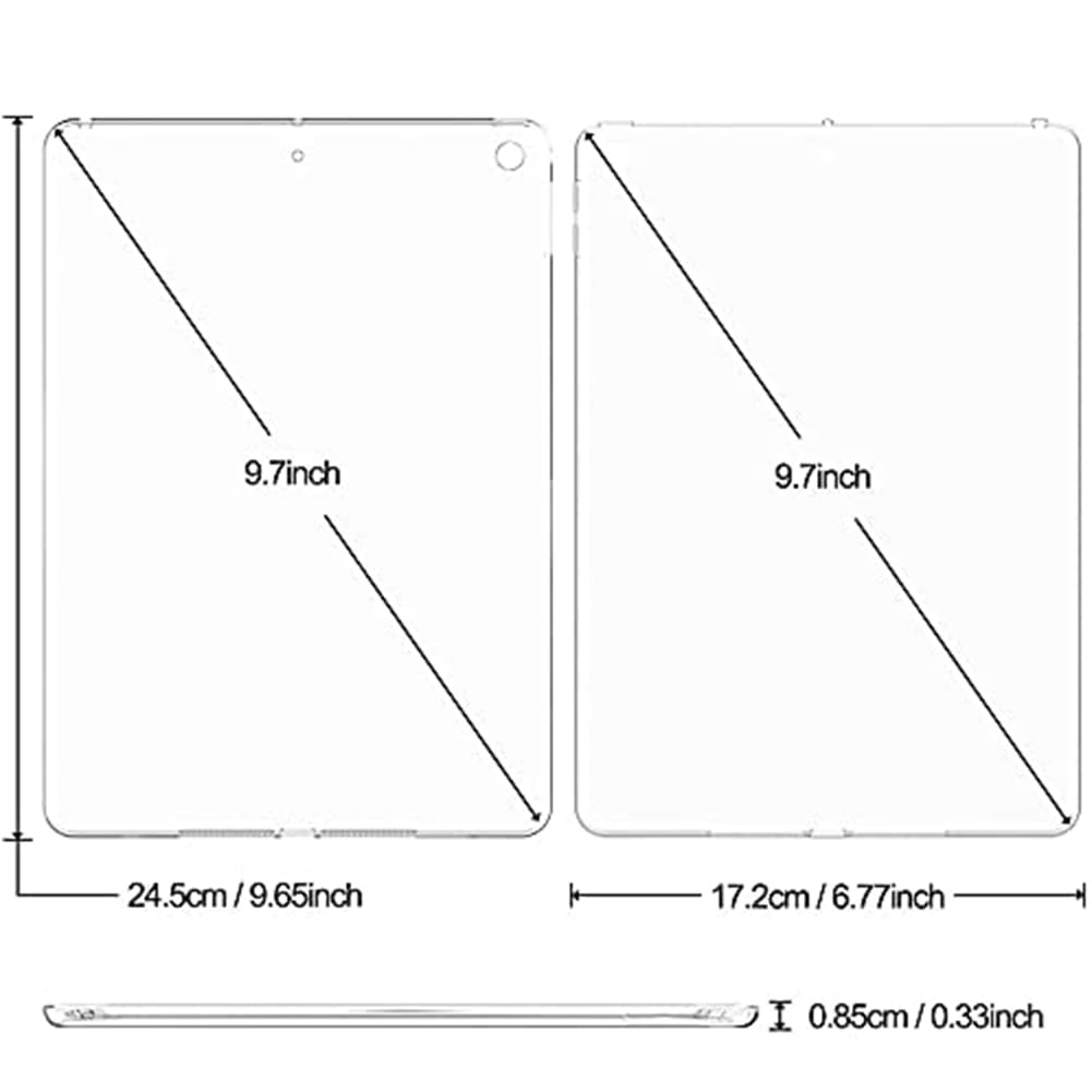 Asgens Case for iPad 9.7'' 5th/6th Generation 2017/2018, Transparent Slim Silicon Soft TPU Tablet Computer Case [Shock Absorption] for Apple New iPad 9.7 inch Models A1822/A1823/A1893/A1954