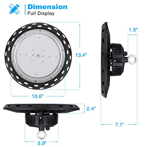 PATHBREAKER LED High Bay Light 150W UFO High Bay LED Light with UL Approved 6'Cable & Plug 22500LM 5000K 600W MH/HPS Replacement Commercial Warehouse Garage Barn Factory Shop Light